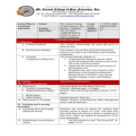 Lesson Plan(1) in Christian Education.docx