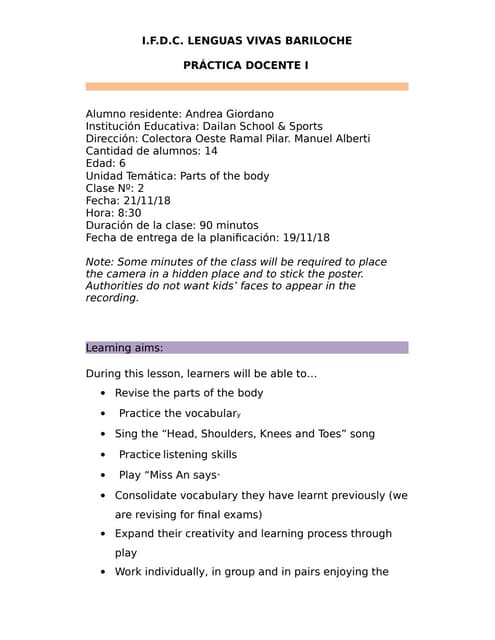 Body parts presentation | PPTX