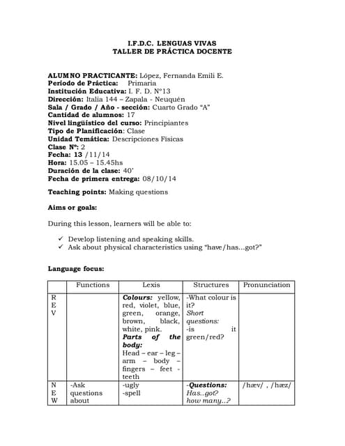 Lesson plan 4 Primary Level | DOCX