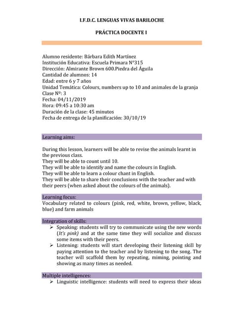 Práctica Docente I - González Soledad - Lesson plan 1 | DOC | Parenting Babies and Toddlers ...