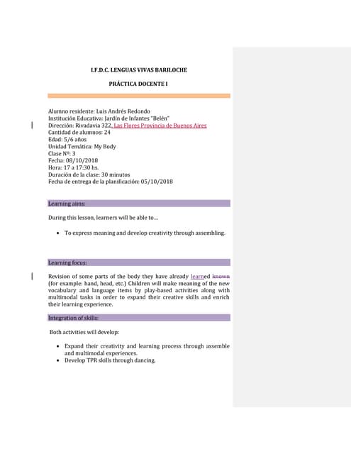 Practice ii lesson plan senses | PDF