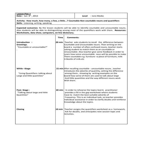 Lesson plan 3 : 1ero Medio | DOCX