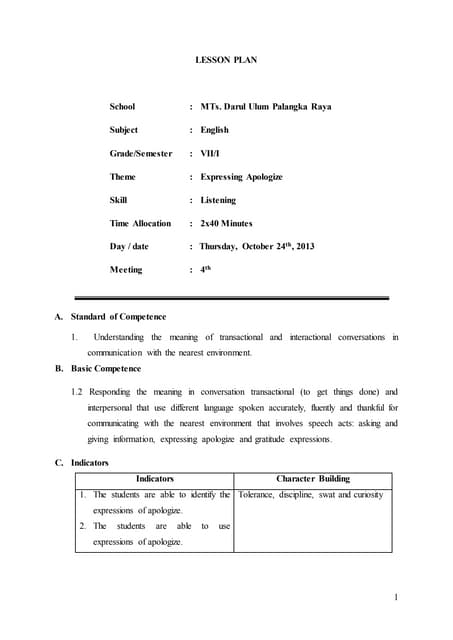 Lesson Plan (Letter) | DOCX