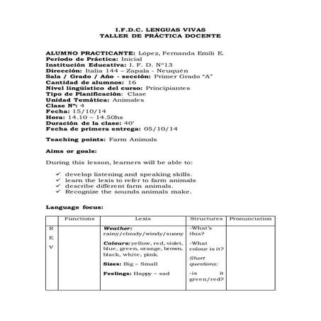 Lesson plan 4 Kindergarten Level | DOCX