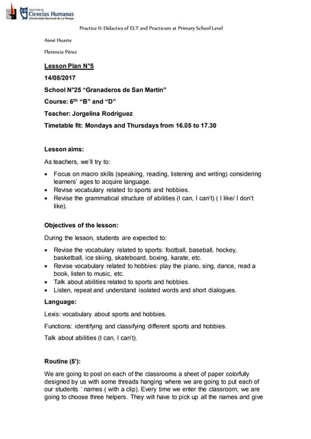 Lesson plan 3 - Sports and Hobbies | PDF