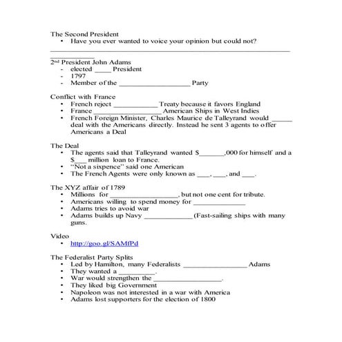 Lesson plan 5 the second president | PDF