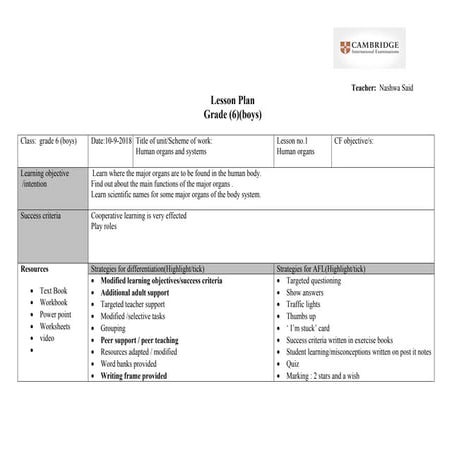 Lesson plan(6) | DOC