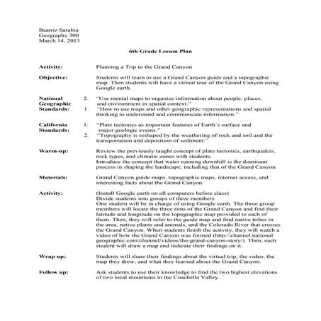 Lesson plan 6th grade | DOCX