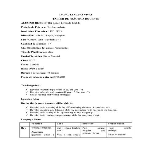 Lesson plan 7 Secondary Level | PDF