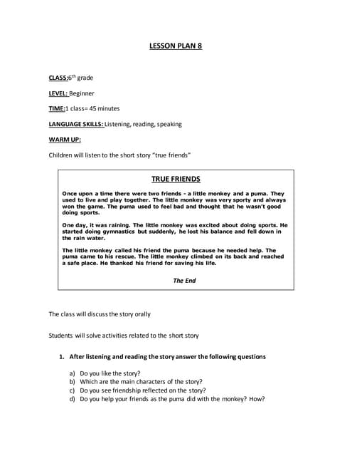 Lesson plan 6th grade | DOCX