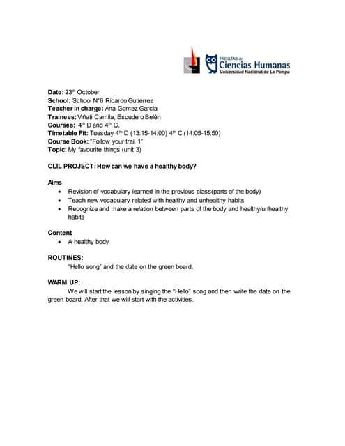 Lesson plan 8 clil project | DOCX