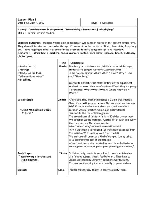 Grade 10 Lesson Plan: Simple Tenses of the Verb