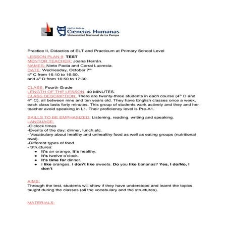 Lesson plan 9 test | PDF