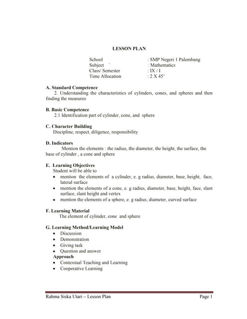 Sample of Semi Detailed Lesson Plan | DOCX