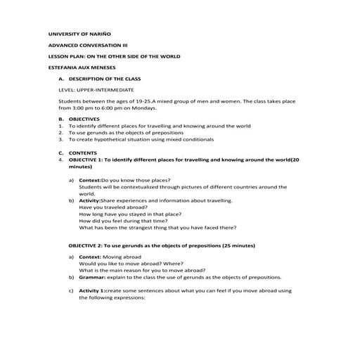 Lesson plan: On the other side of the world | DOCX