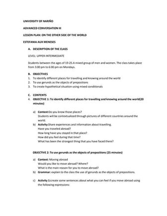 Lesson plan: On the other side of the world | PDF