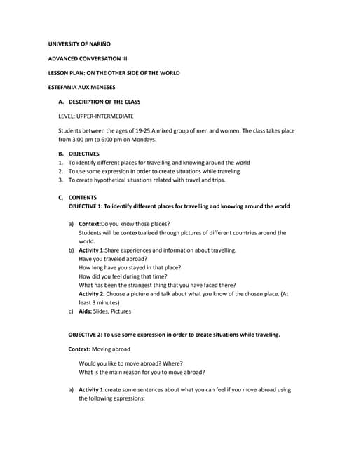 Lesson plan: On the other side of the world | PDF