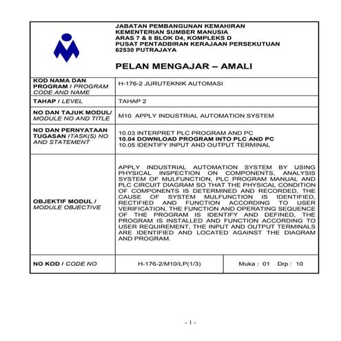 Lesson Plan Amali (PLC) | DOCX