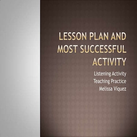 Lesson plan and most successful activity | PPTX