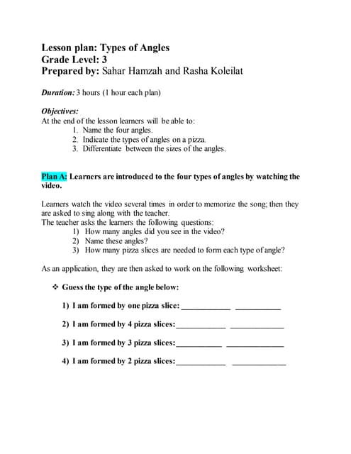 Lesson plan angles | DOCX | Desserts and Baking | Food & Drink