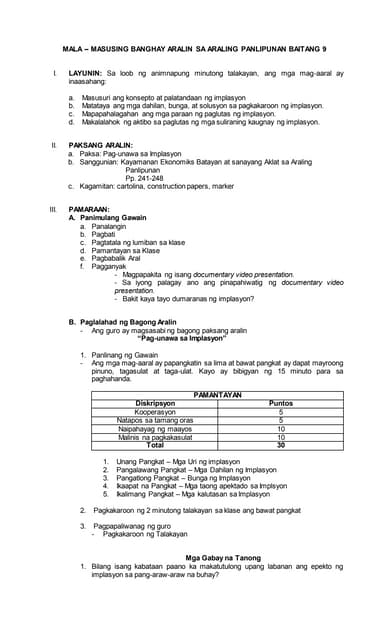 Detailed Lesson Plan- Araling Panlipunan 10 | PDF