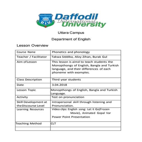 Lesson plan as assignment | PDF