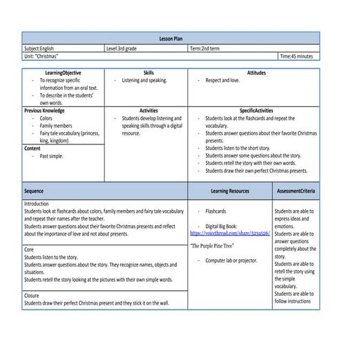 Lesson plan big book | DOCX