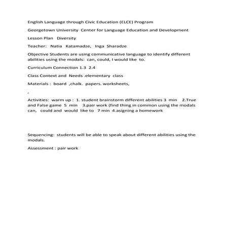 Lesson plan by inga and natia | PDF