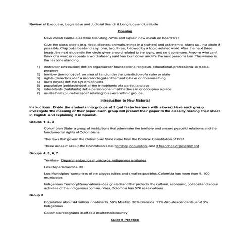 Lesson plan colombia state | DOCX