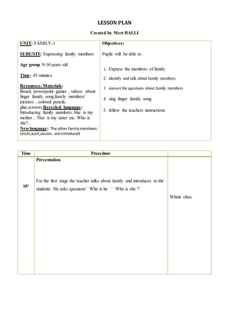 Family lesson 1 lesson plan | DOCX
