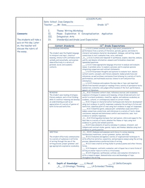 Lesson plan sequence of events | DOCX