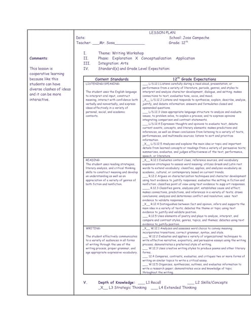Lesson plan sequence of events | DOCX