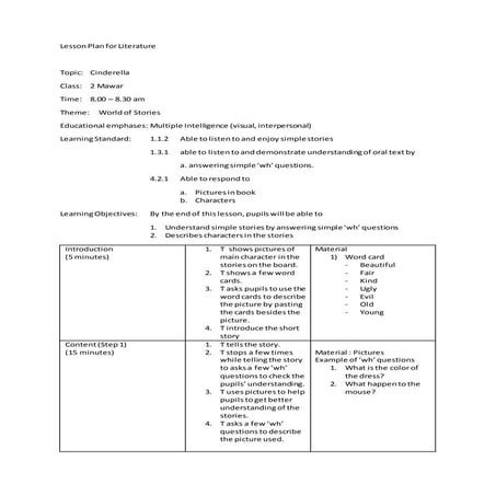 Lesson plan for literature | DOCX