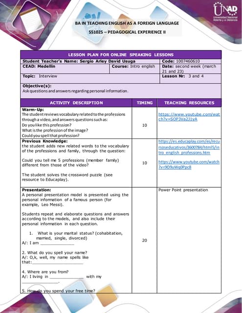 Lesson plan format 12-13 | PDF