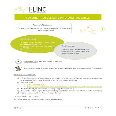 Lesson plan future professions and digital skills | PDF
