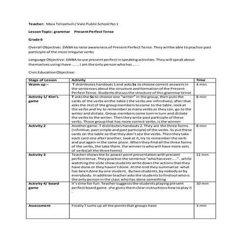 Lesson plan grammar | DOCX