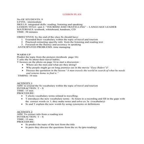 Lesson plan i | PDF