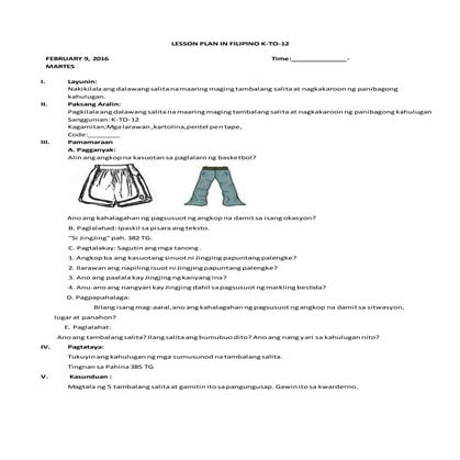 Semi detailed lesson plan | DOCX