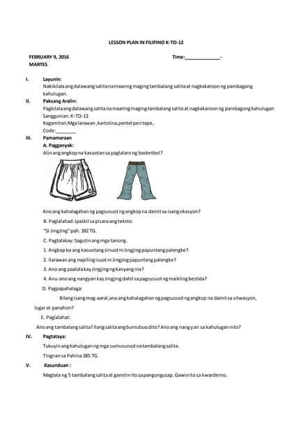 Lesson Plan in Filipino & Practice Teaching Portfolio | DOCX