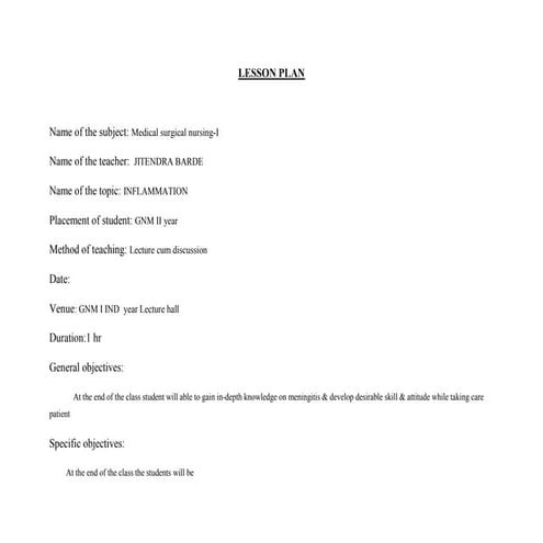 LESSON PLAN inflammation IN MEDICAL SURGICAL NURSING .docx