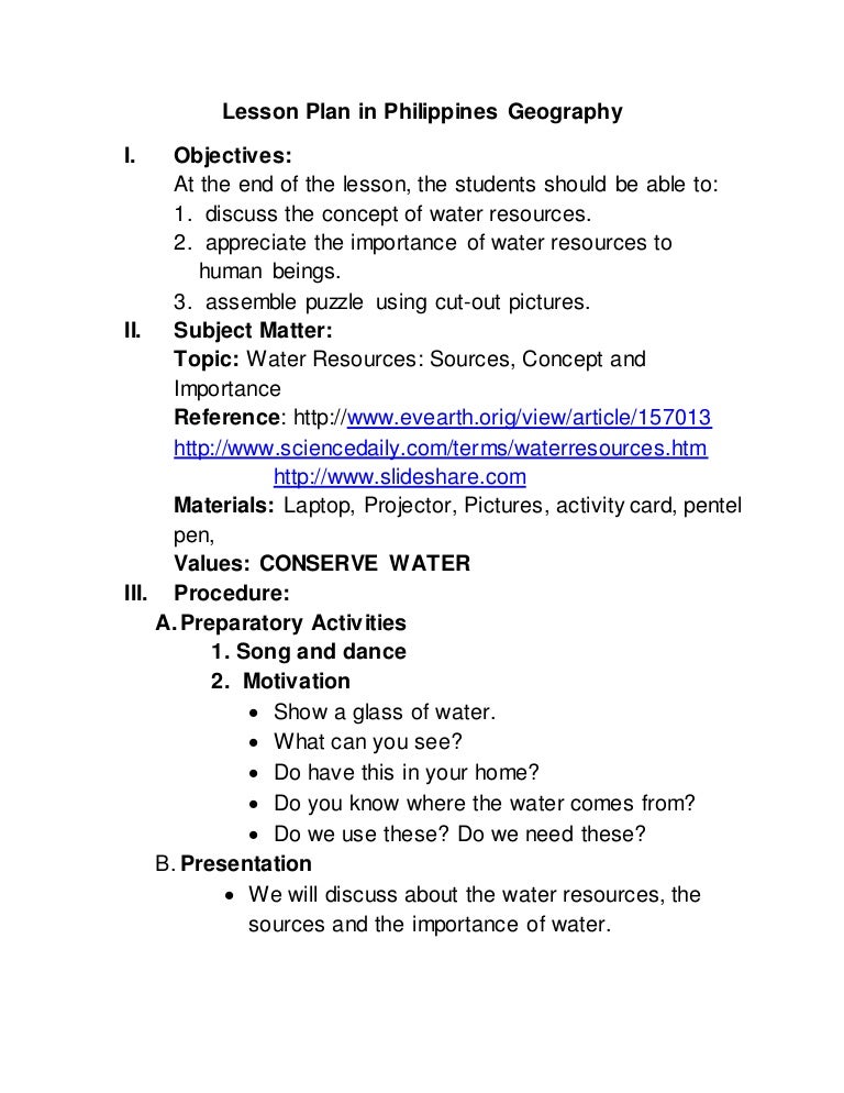 Lesson Plan In Philippines Geography Lesson Plan In Philippines Geography