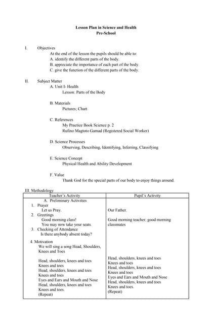 Detailed Lesson Plan in English For Kindergarten | DOCX