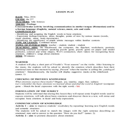 Lesson plan Iulia Ionescu | PDF