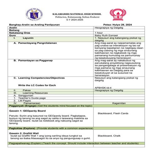 LessonPlan Katangiang Pisikal ng Daigdig.docx