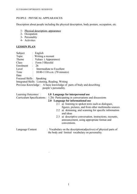 Personal information lesson plan and flash card | DOCX