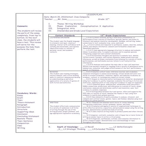 Lesson plan march 20, 2012 | PDF