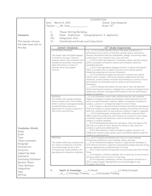 Lesson plan sequence of events | DOCX