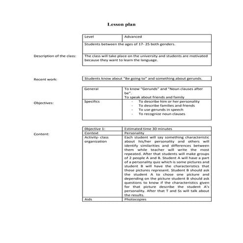 Lesson plan | DOCX