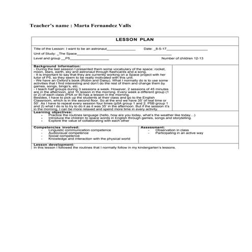 Space lesson (8 - 10 grade) | PDF