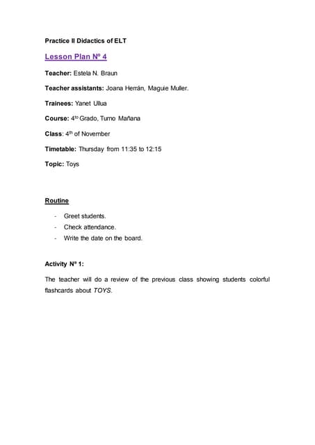 Lesson plan n° 5 - Fifth grade | PDF